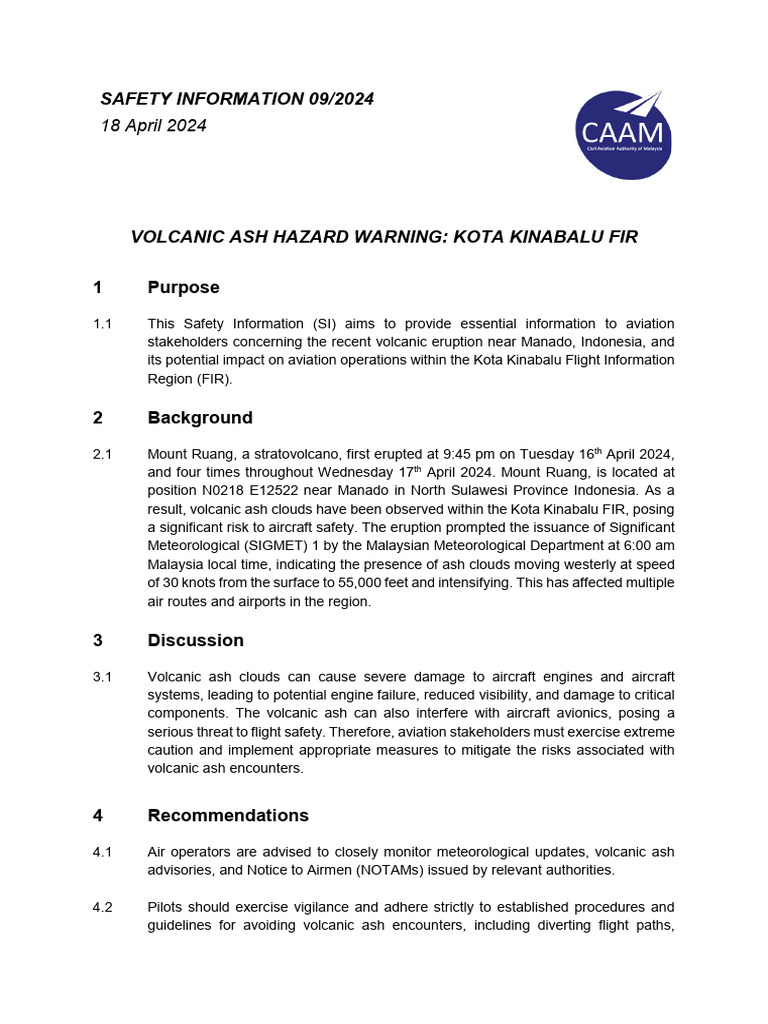 Volcanic Ash Hazard Warning for Aviation | PDF | Air Traffic Control ...