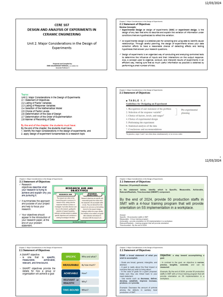 Unit 2 - Major Consideration in The Design of Experiment | Download ...