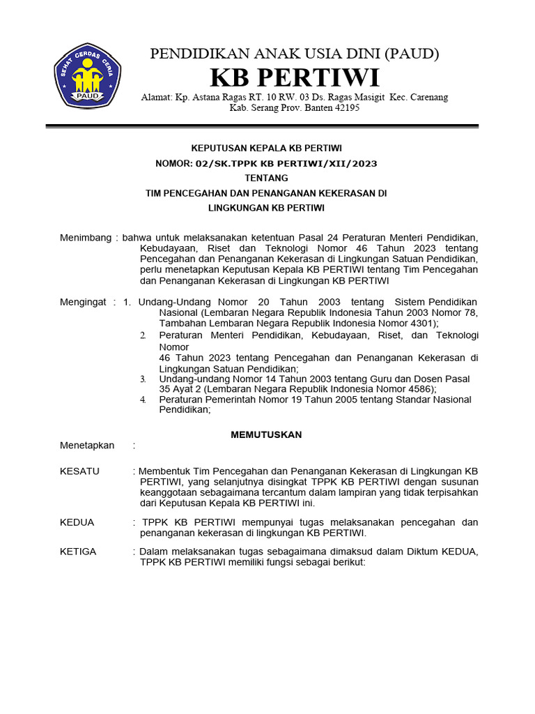 SK TPPK Paud PRIKITIW | PDF