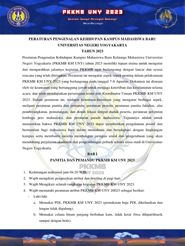 Tata Tertib PKKMB Uny 2023 Fix | PDF