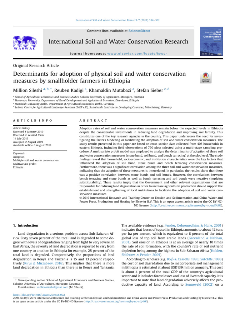 Factors Influencing Soil Conservation Adoption in Ethiopia | PDF ...