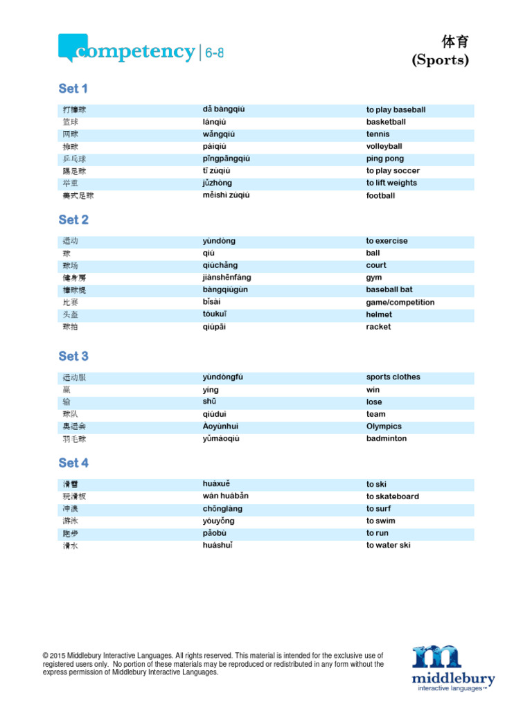 Vocabulary-Sports | PDF | Summer Olympic Games | Summer Sports