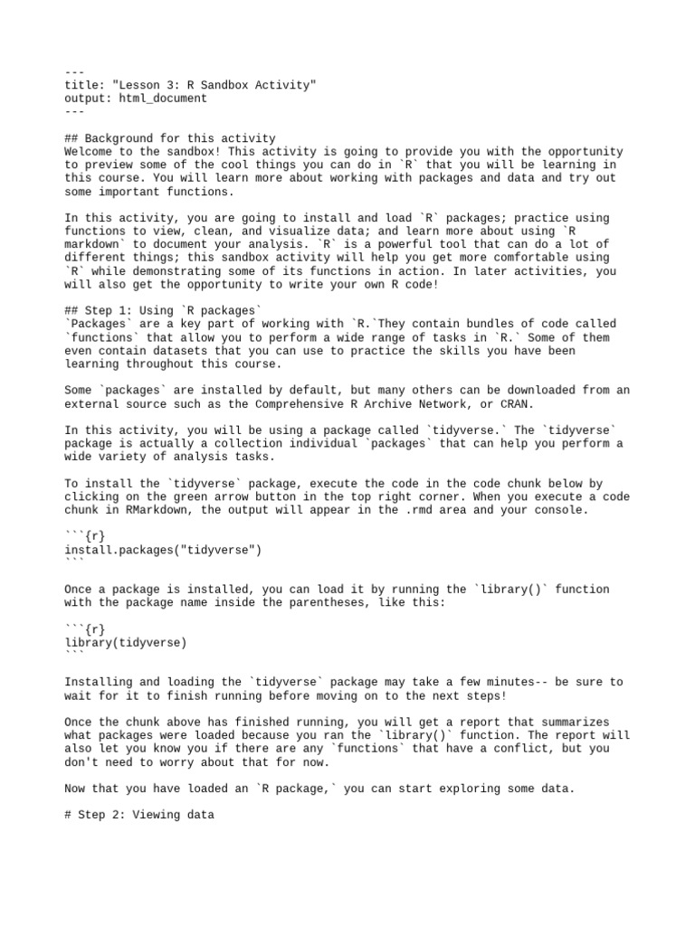 Lesson3 Sandbox - RMD | PDF | Computing | Computer Programming