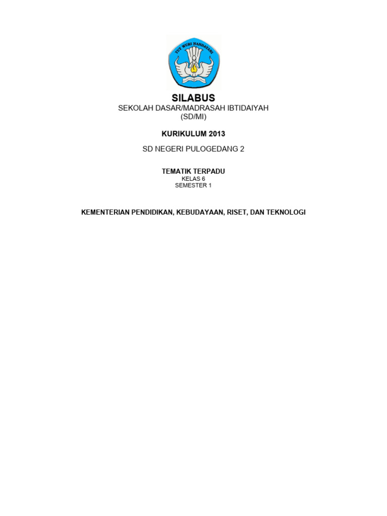 Silabus Kelas 6 Tema 3 - 9 Komponen Ok | PDF