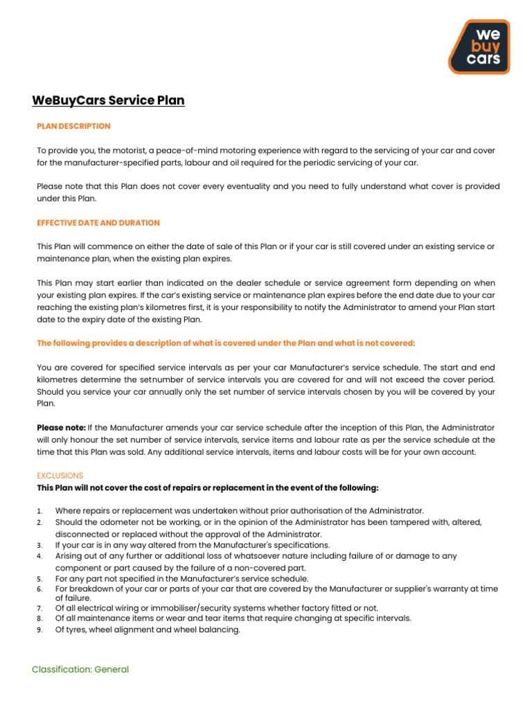 WBC Service Plan-202004-Info - V3 | PDF | Car