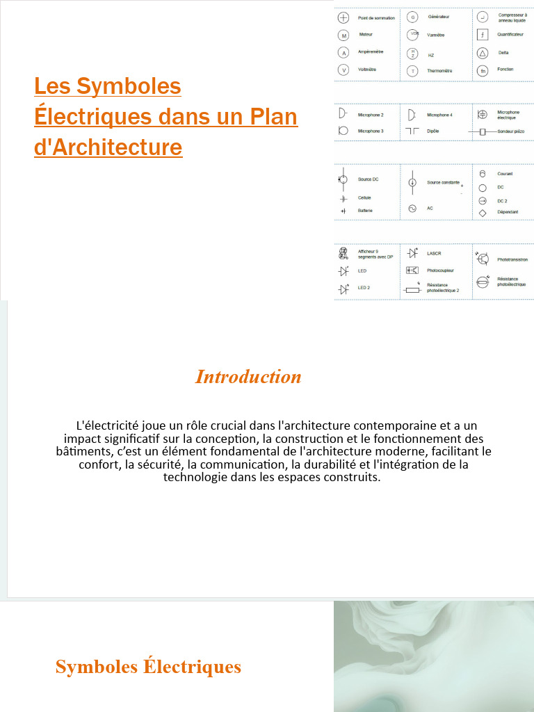Présentation Les Symboles Electriques Dans Un Plan DArchitecture | PDF | Interrupteur ...