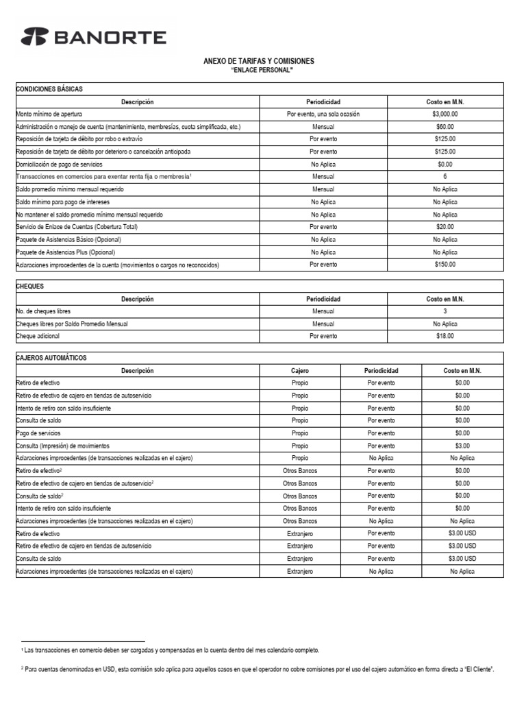 CyC Cuentas Con Chequera Banorte | Descargar gratis PDF | Bancos | Cheque