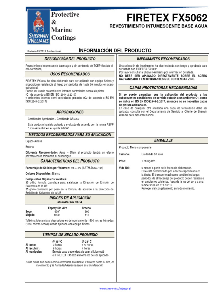 FT Firetex FX5062 Esp | PDF | Ventilación (Arquitectura) | Agua