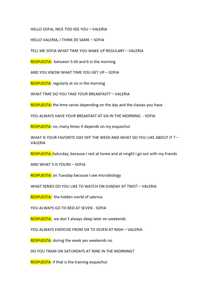 Student Daily Routines Chat | PDF