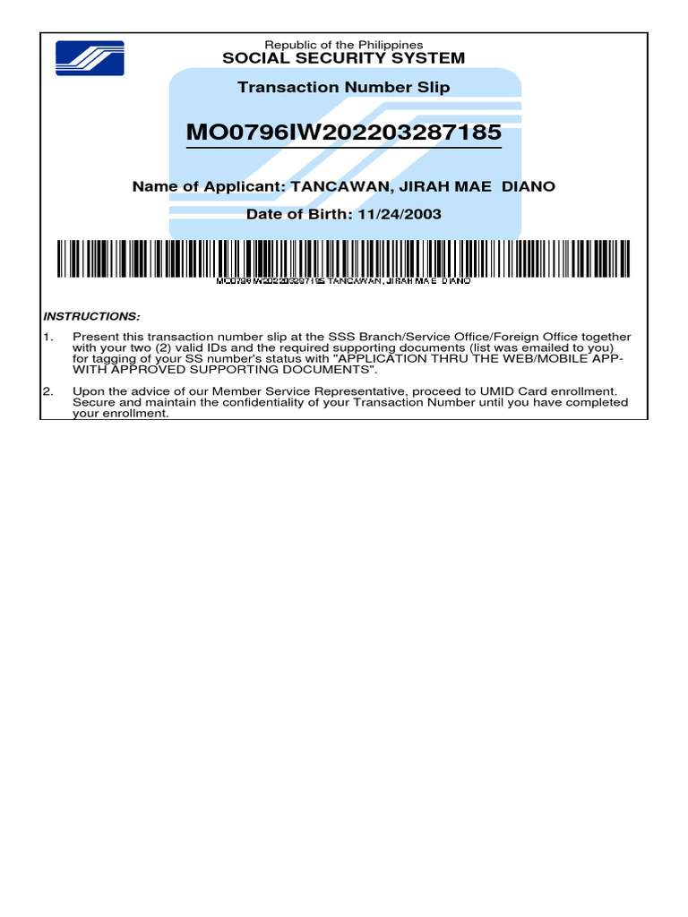 Transaction - Number - Slip Tancawan, Jirah Mae Diano | PDF