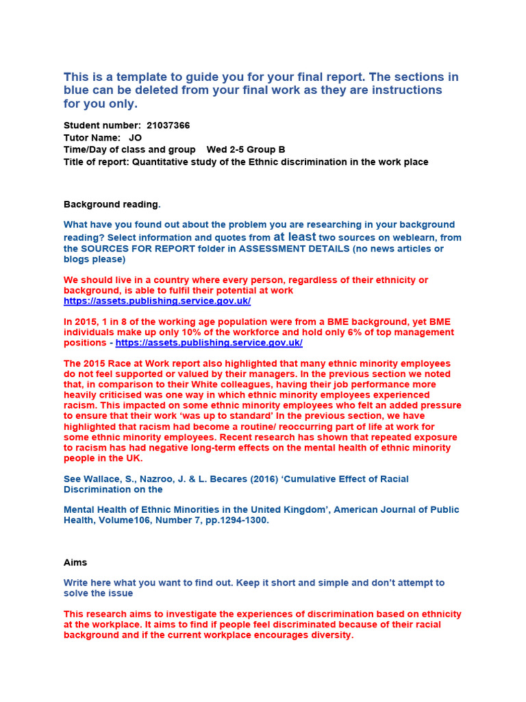 Template Final Report(2) | PDF | Discrimination | Racism