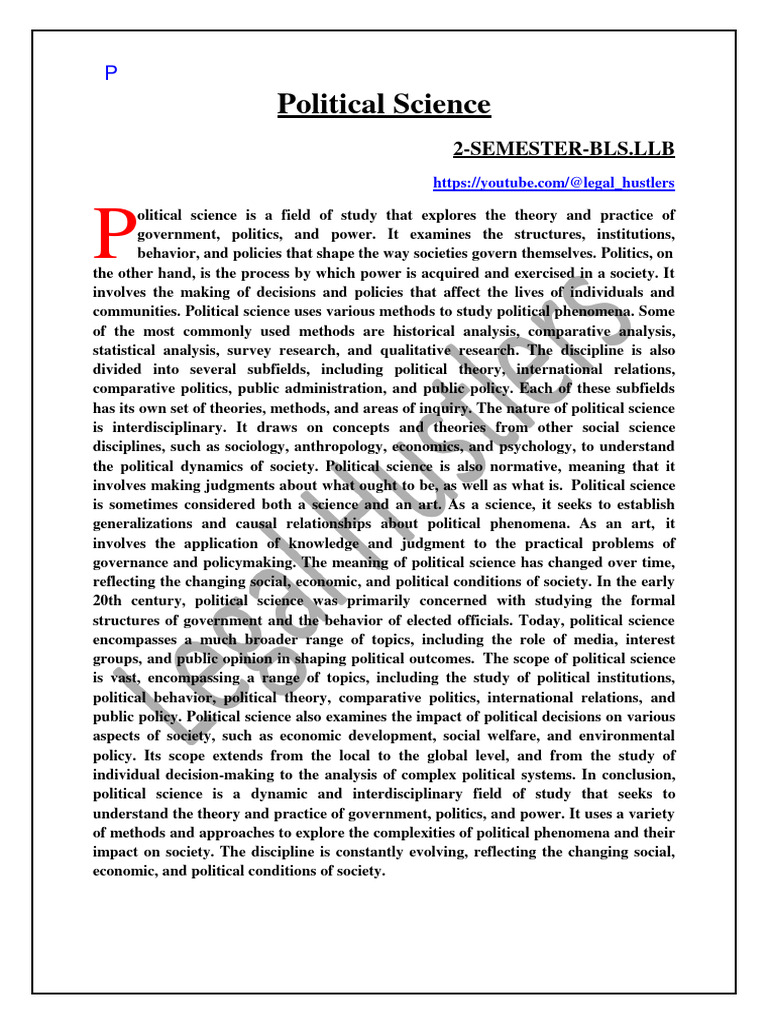 Understanding Political Science Basics | PDF | State (Polity ...