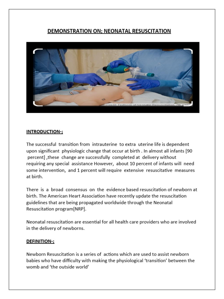 DEMONSTRATION ON NEWBORN RESUSCITATION | PDF | Cardiopulmonary ...