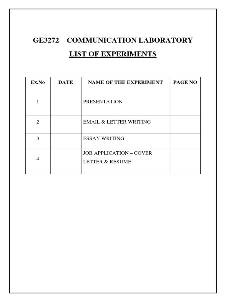 Ge3272 - Lab Record | PDF | Essays | Résumé