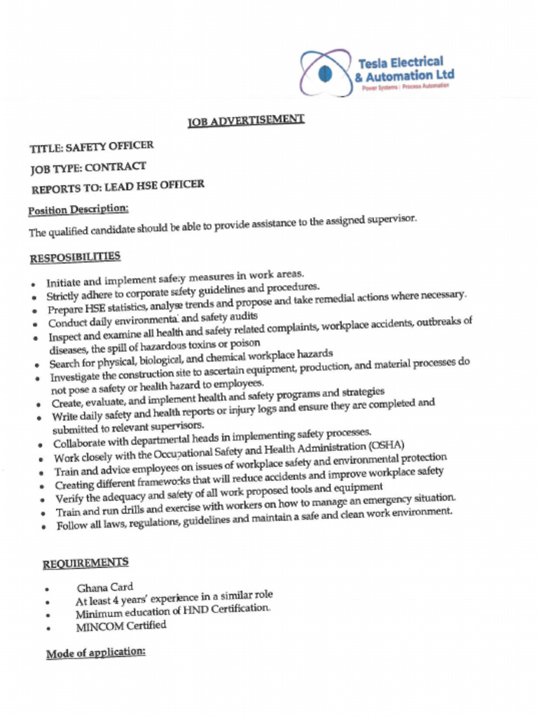 Safety Officer-2 | PDF