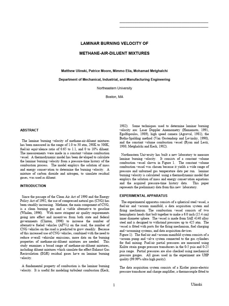 Methane Air Diluent, ASME ICE 98 Paper | PDF | Combustion | Gases