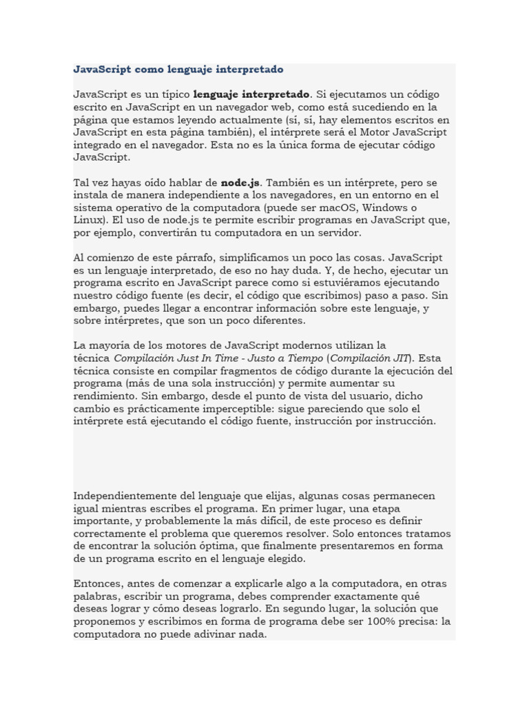 JavaScript Como Lenguaje Interpretado | PDF | Script Java | Lenguaje de ... JavaScript Como Lenguaje Interpretado | PDF | Script Java | Lenguaje de ...