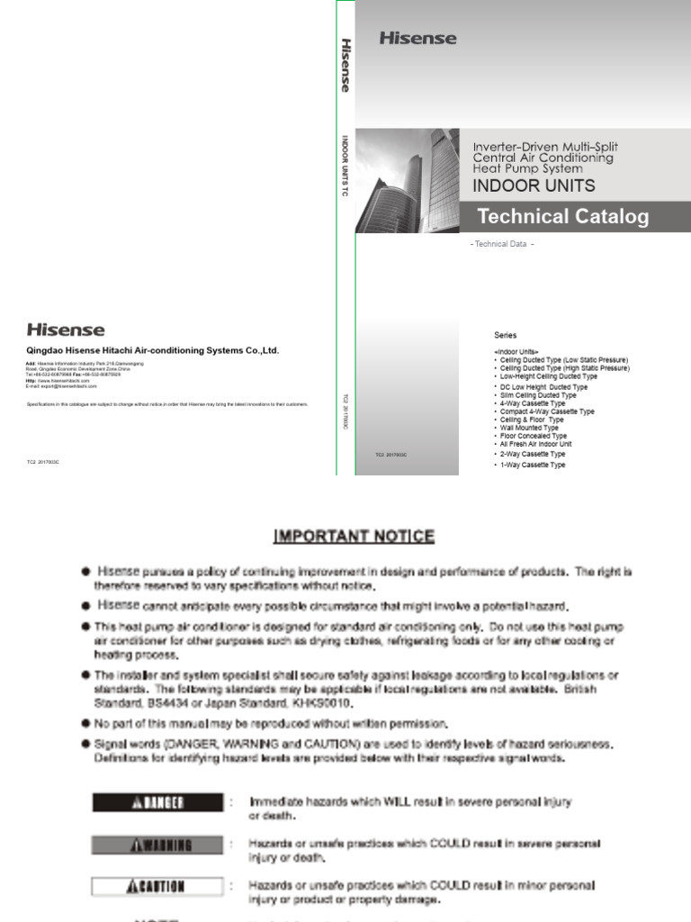 Hisense Hitachi Indoor Unit TC | PDF | Air Conditioning | Waste Management