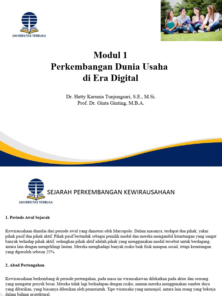 Modul 1 - Perkembangan Dunia Usaha Di Era Digital | PDF