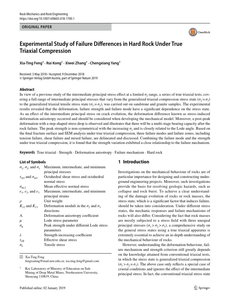 Hard Rock Failure Under Triaxial Stress | PDF | Fracture | Deformation ...