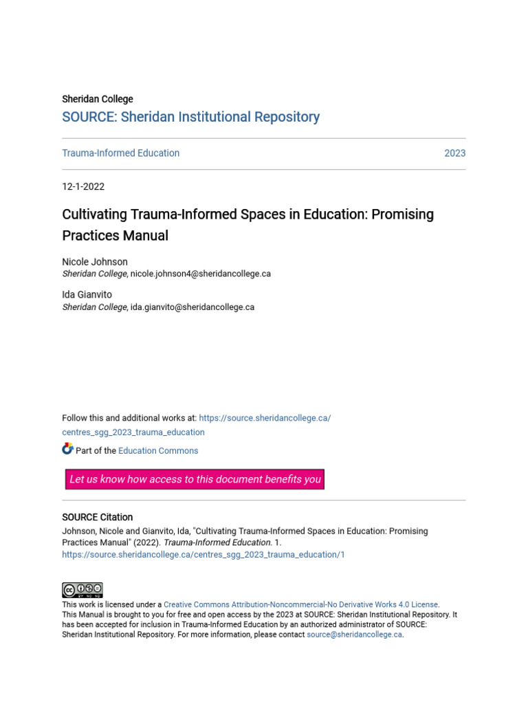 Cultivating Trauma-Informed Spaces in Education - Promising Practi ...