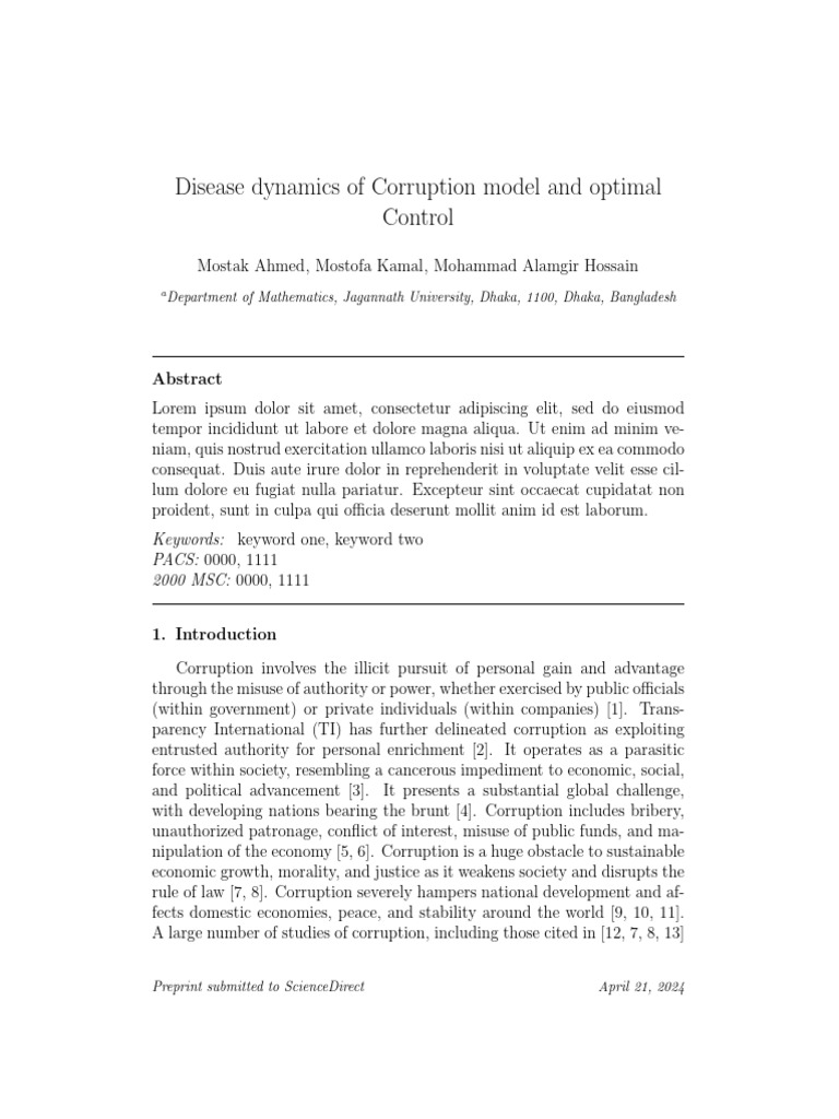 Elsevier Article Elsarticle Template | PDF | Optimal Control | Applied ...