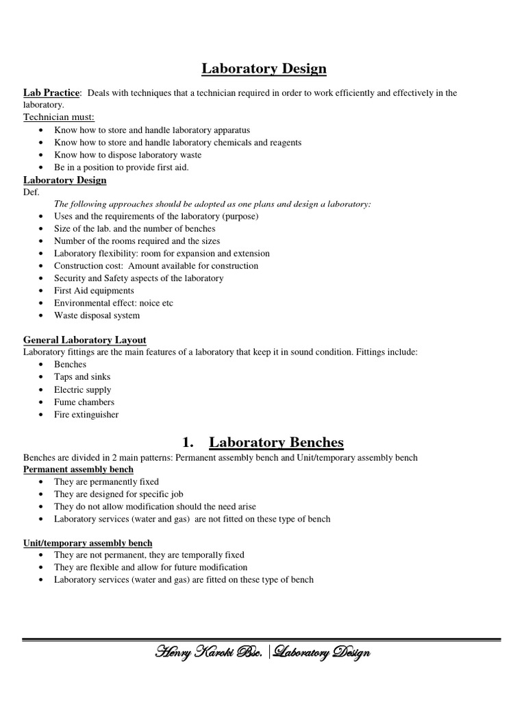 1.0 Laboratory Design | PDF | Laboratories | Lighting