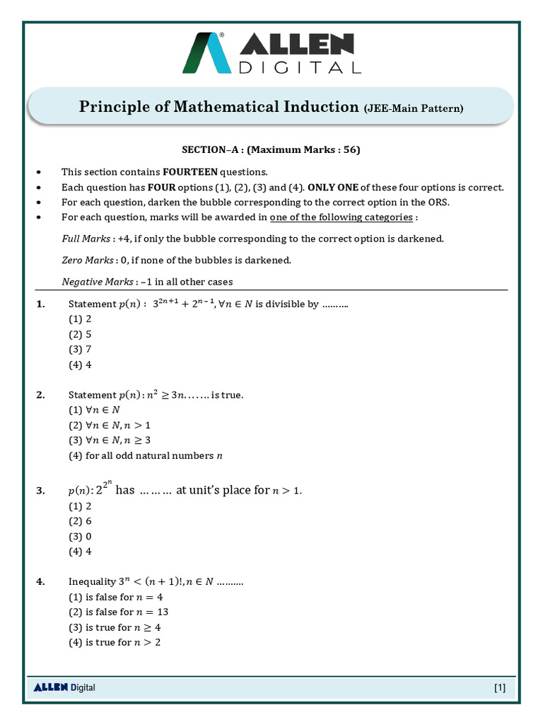 Principle of mathematical induction | PDF | Mathematical Logic | Abstract Algebra