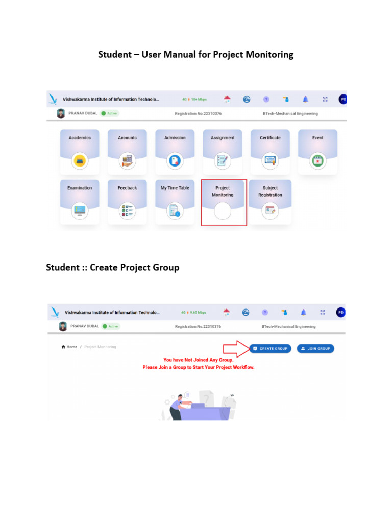 Student User Manual Project Monitoring | PDF | Icon (Computing ...