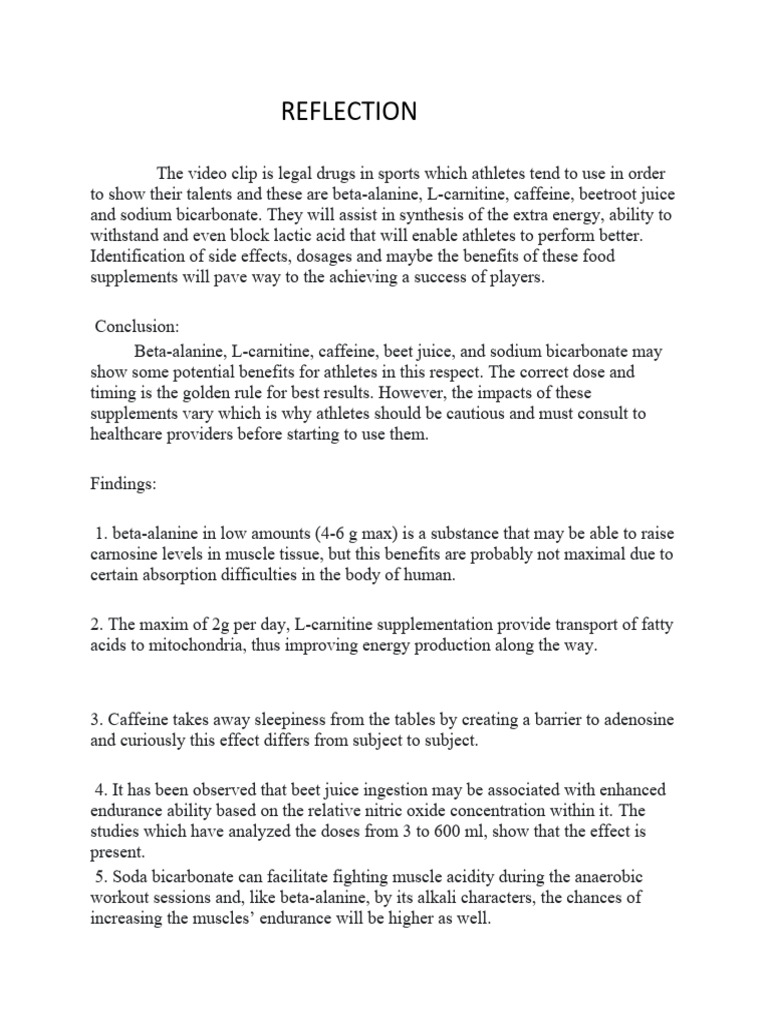 REFLECTION of Legal and Illegal Drugs in Sports | PDF | Doping In Sport ...