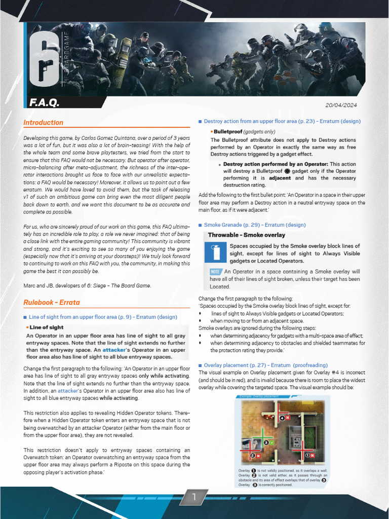 FAQ 6 Siege The Board Game FINAL 2024 | PDF