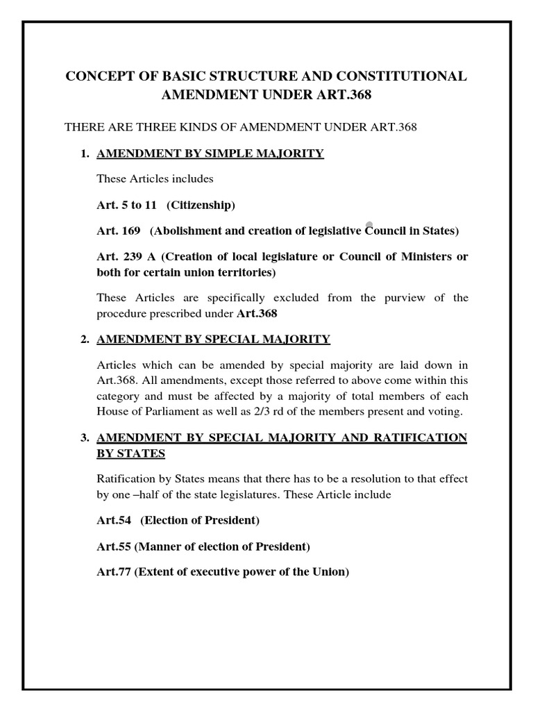 Constitutional Amendments Under Art. 368 | PDF | Political Law | Legal ...