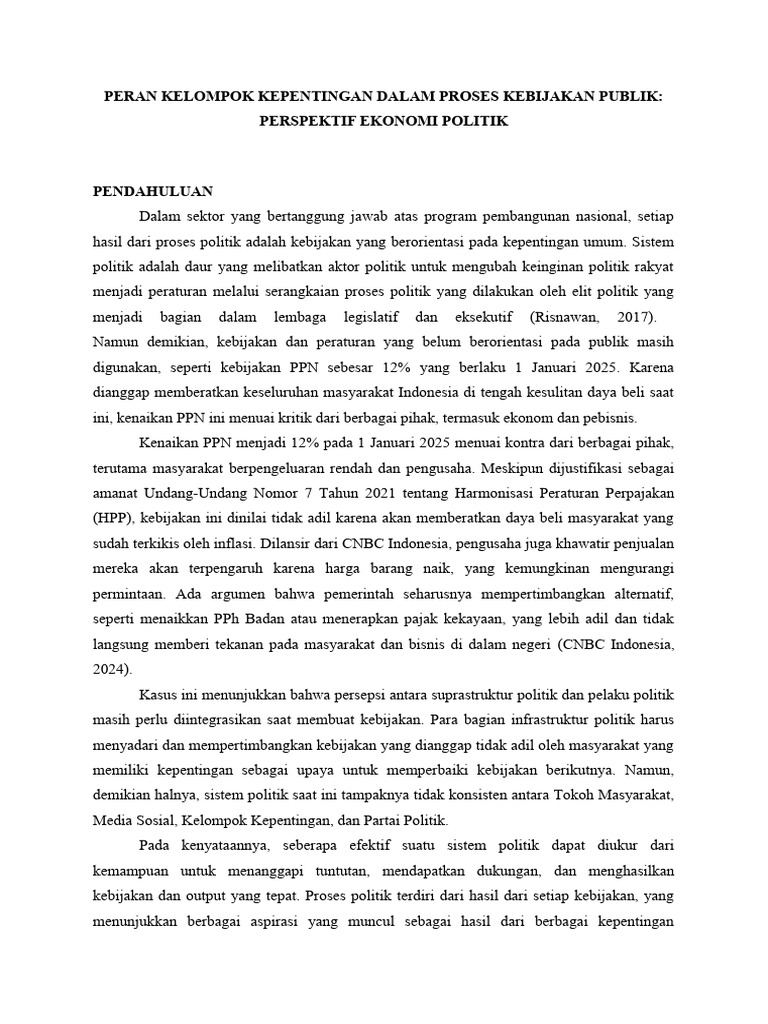 Peran Kelompok Kepentingan dalam Kebijakan | PDF