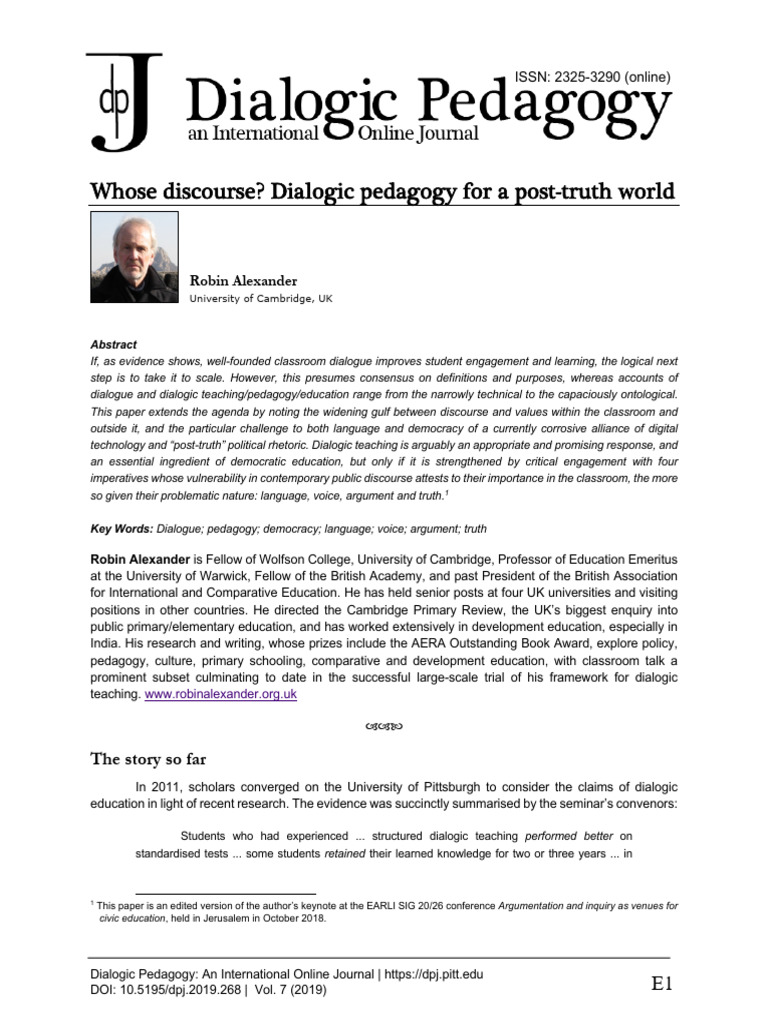 Alexander - Whose Discourse? Dialogic Pedagogy For A Post-Truth World ...