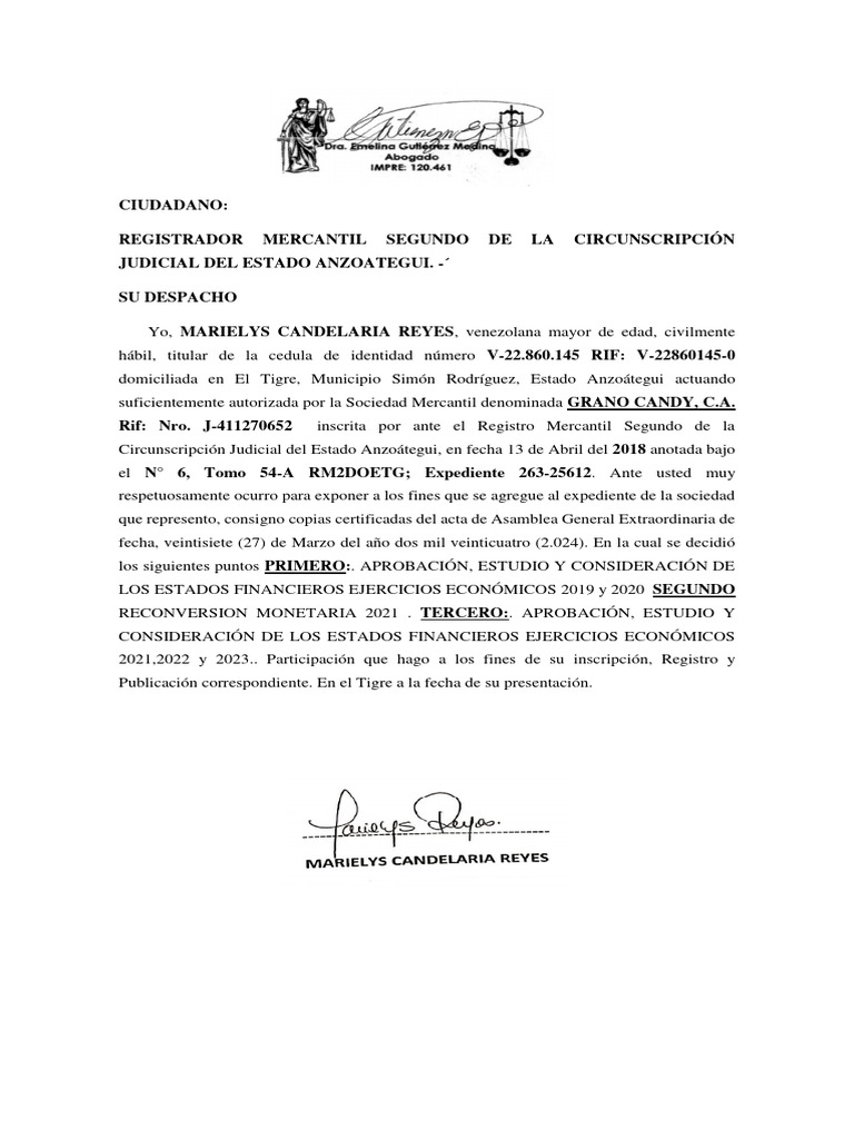 Acta Grano Candy 2 | PDF | Documento de identidad