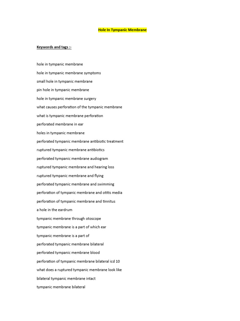 Tympanic Membrane Perforation Guide | PDF | Ear | Otology