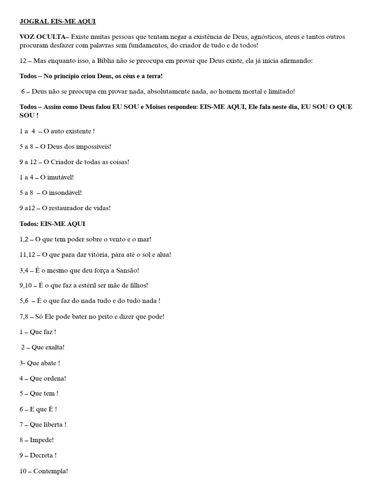 JOGRAL EIS - Docx - 20231031 - 191448 - 0000 | PDF | Deus | Teologia