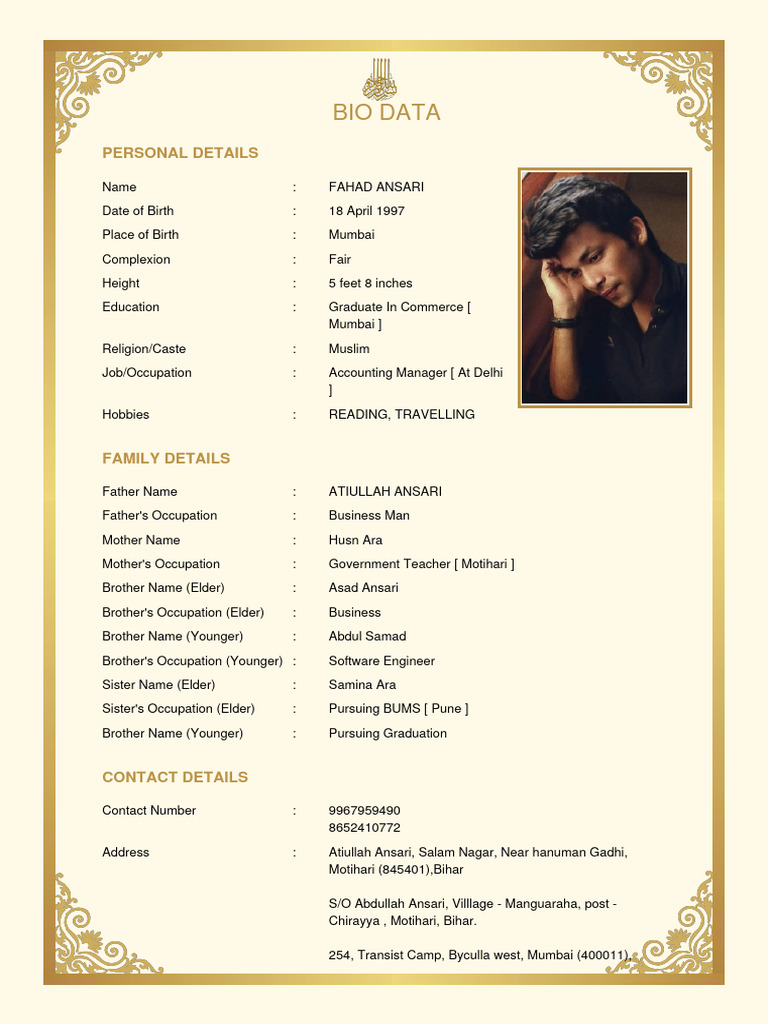 Bio Data: Personal Details | PDF