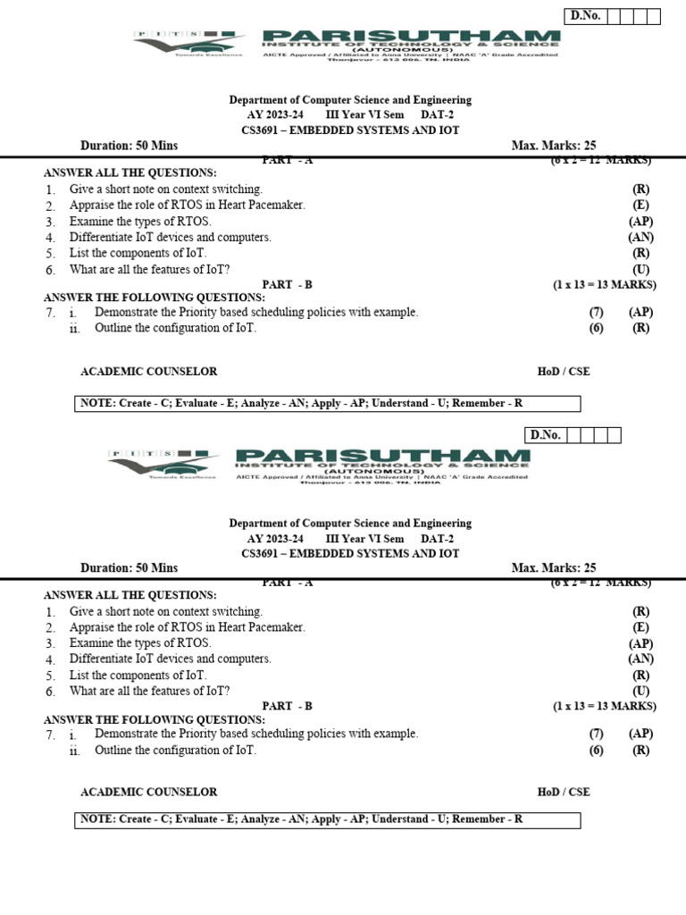 DAT2 QP-set 1 | PDF | Internet Of Things | Engineering