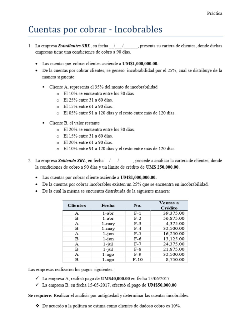 Cuentas Incobrables | PDF | Finanzas personales | Dinero