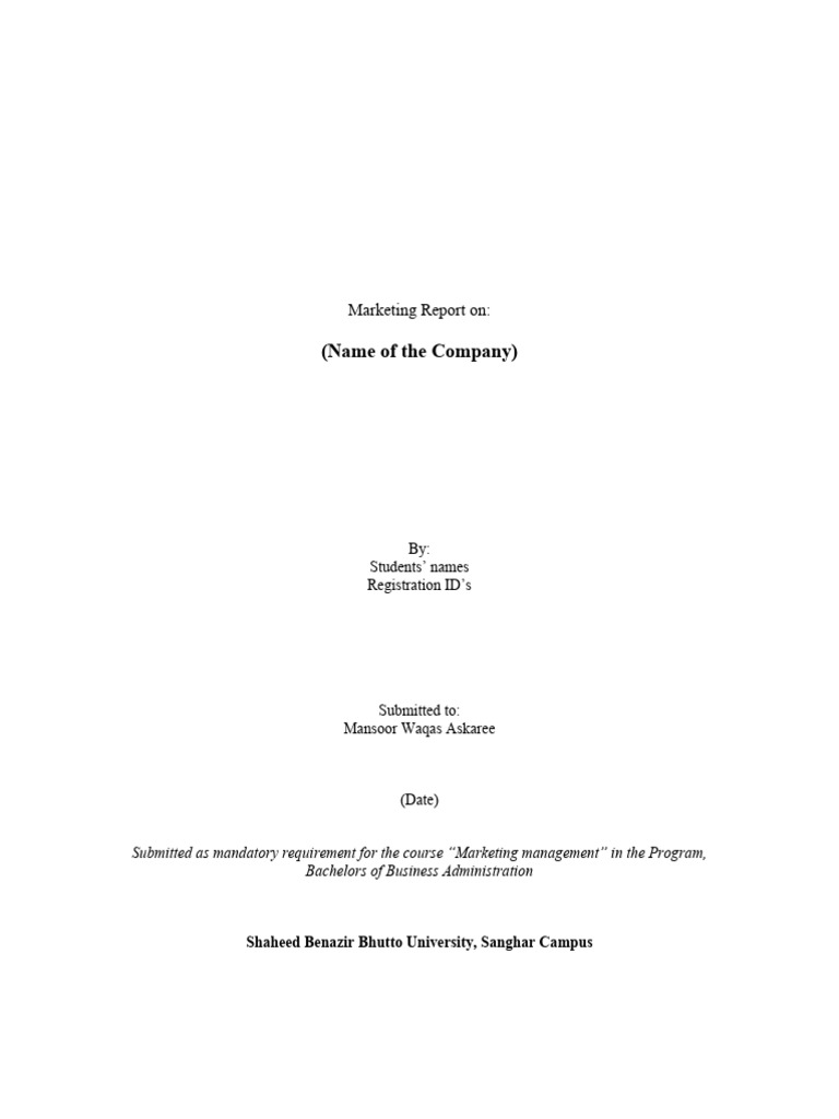 Marketing Management Project Format | PDF | Swot Analysis | Marketing