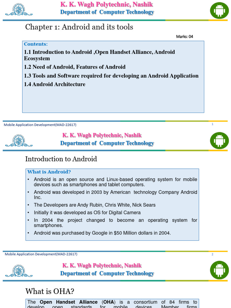 Chapter 1 -Android and its tools | PDF | Android (Operating System) | Application Software