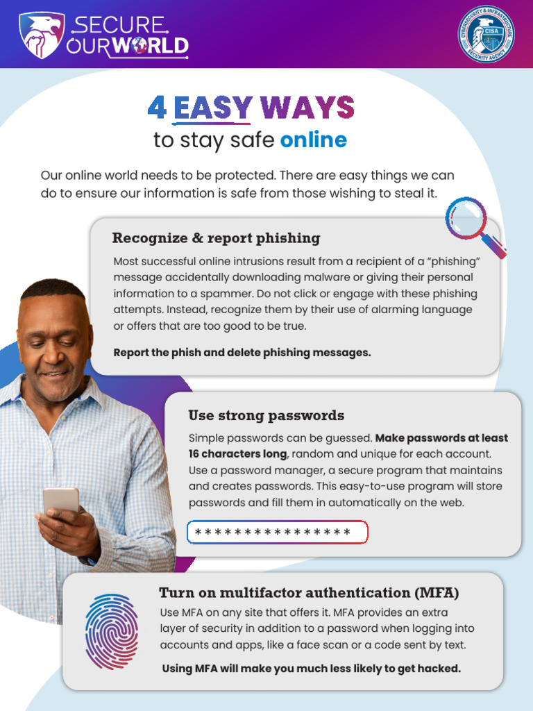 Secure Our World 4 Easy Ways Stay Safe Online Tip Sheet | PDF
