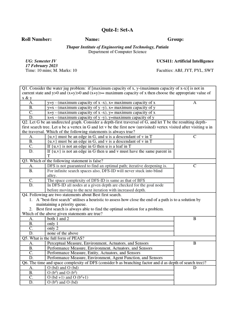 quiz ai | PDF | Theoretical Computer Science | Algorithms And Data Structures
