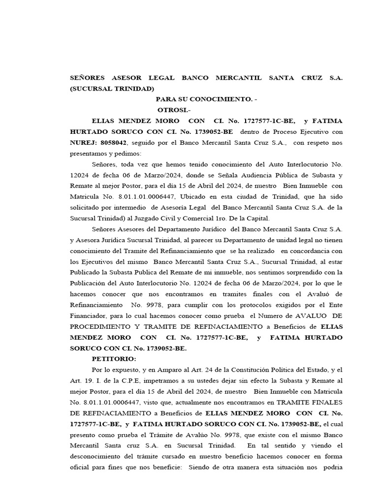 Para Su Conocimiento Juez Fatima H. | PDF | Justicia | Crimen y violencia