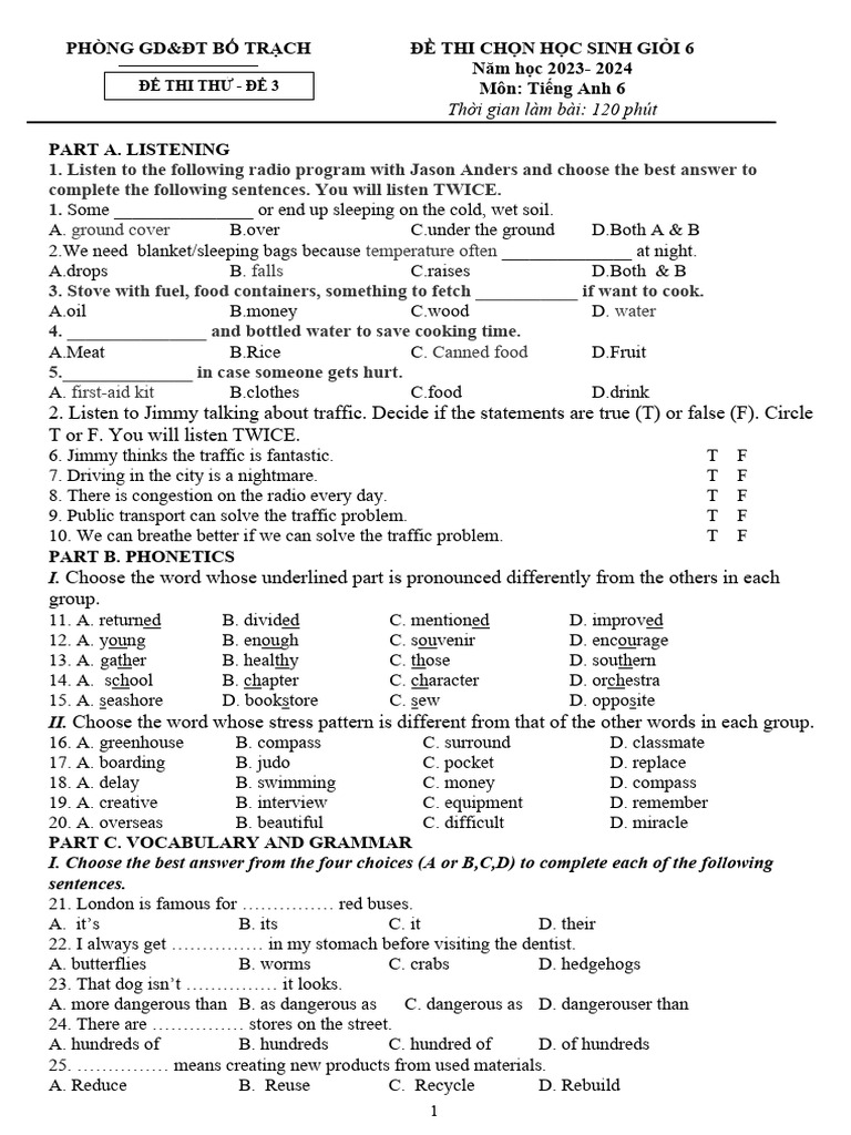ĐỀ THI THỬ SO 3 | PDF