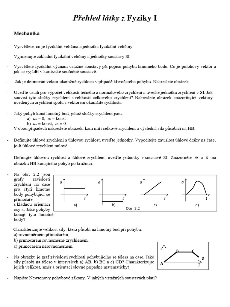 Přehled Látky Z Fyziky I | PDF