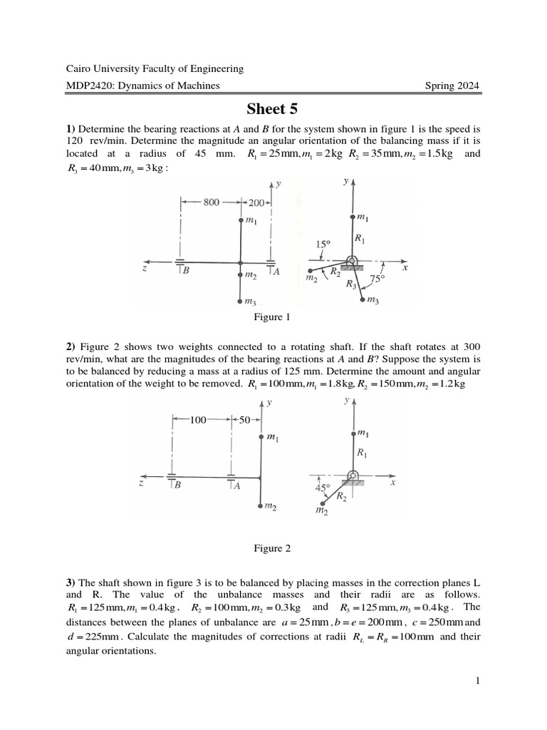 Sheet 5 Balancing | PDF | Angle | Mechanics
