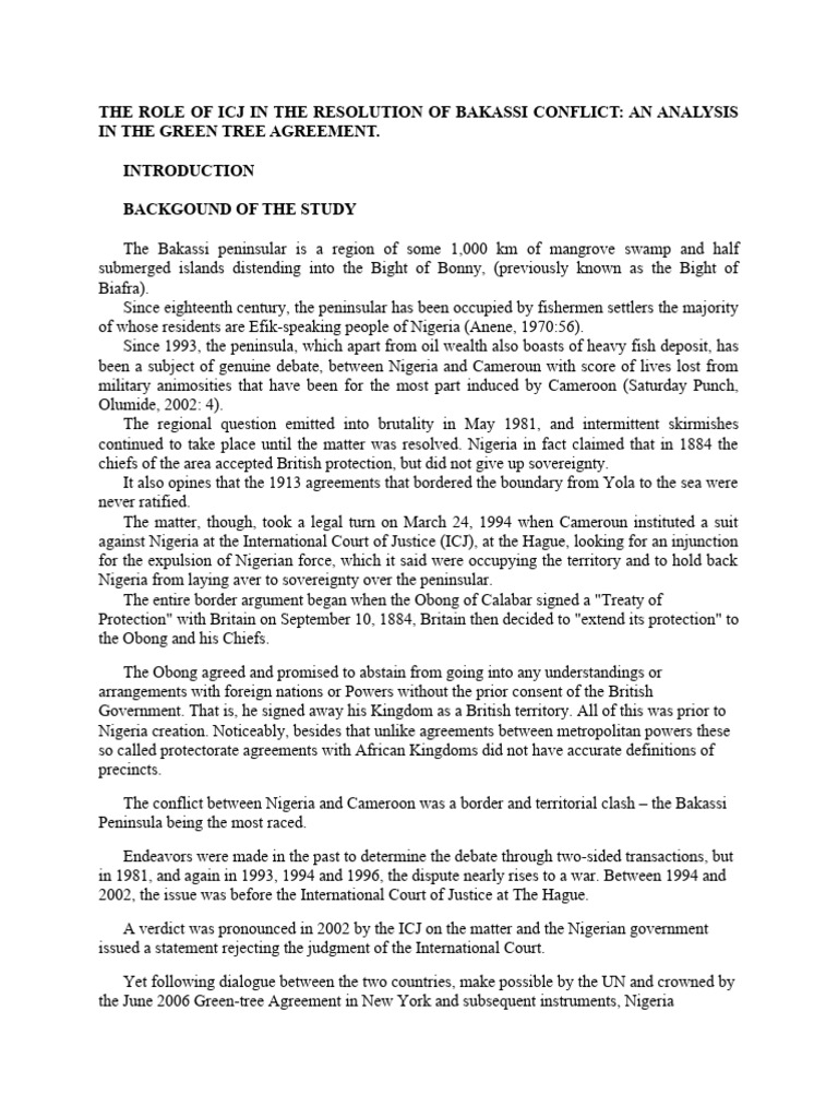 ICJ's Role in Bakassi Conflict | PDF | Cameroon