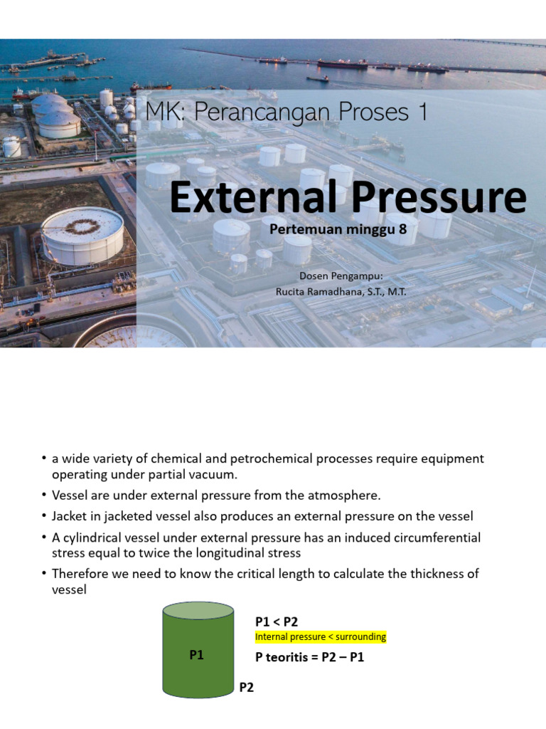 Perancangan Proses M8 - External Pressure Vessel | PDF | Atmosphere | Pressure